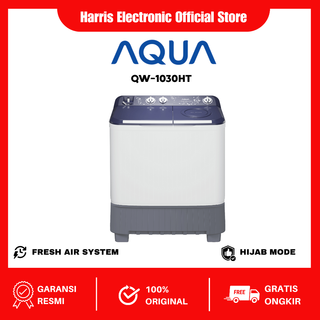 Jual AQUA Mesin Cuci Twin Tub 10 Kg QW-1030HT - Hijab Mode - Air Dry ...