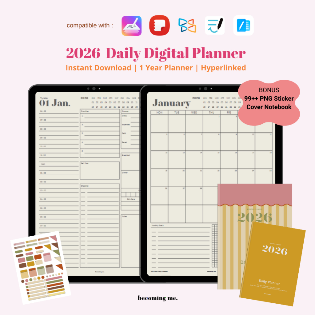 Jual New!! 2026 Daily Digital Planner - Bullet Journal Digital Notebook ...