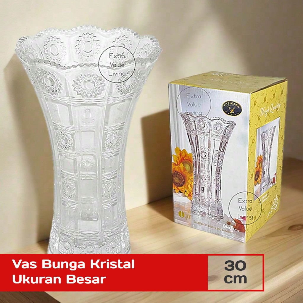 Jual Vas Kristal Estetik Vas Bunga Kaca 30 CM Bohemia Vas Bunga Kristal ...