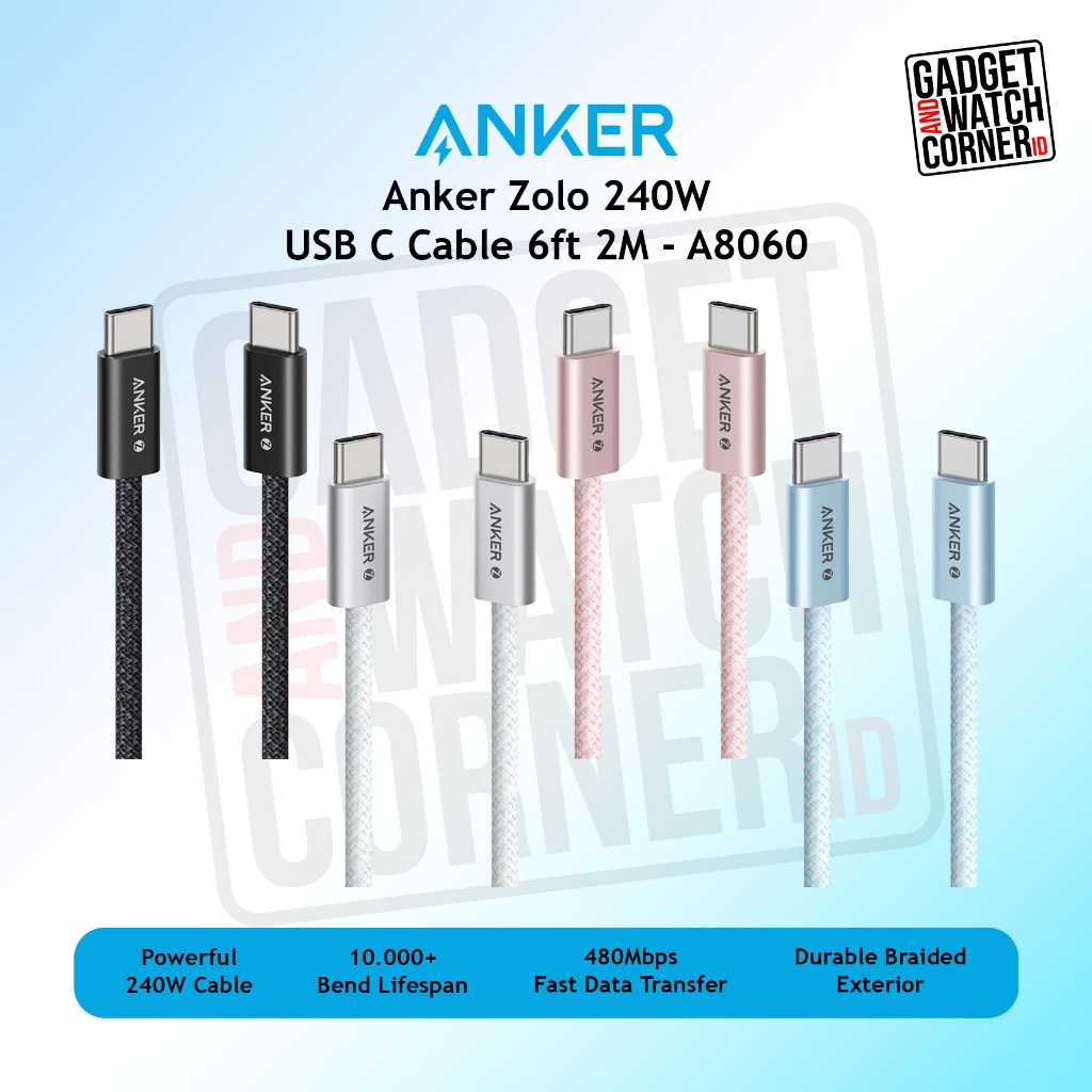 Jual Anker Zolo Kabel Charger 240W PD PPS USB C to USB C Cable Nylon ...