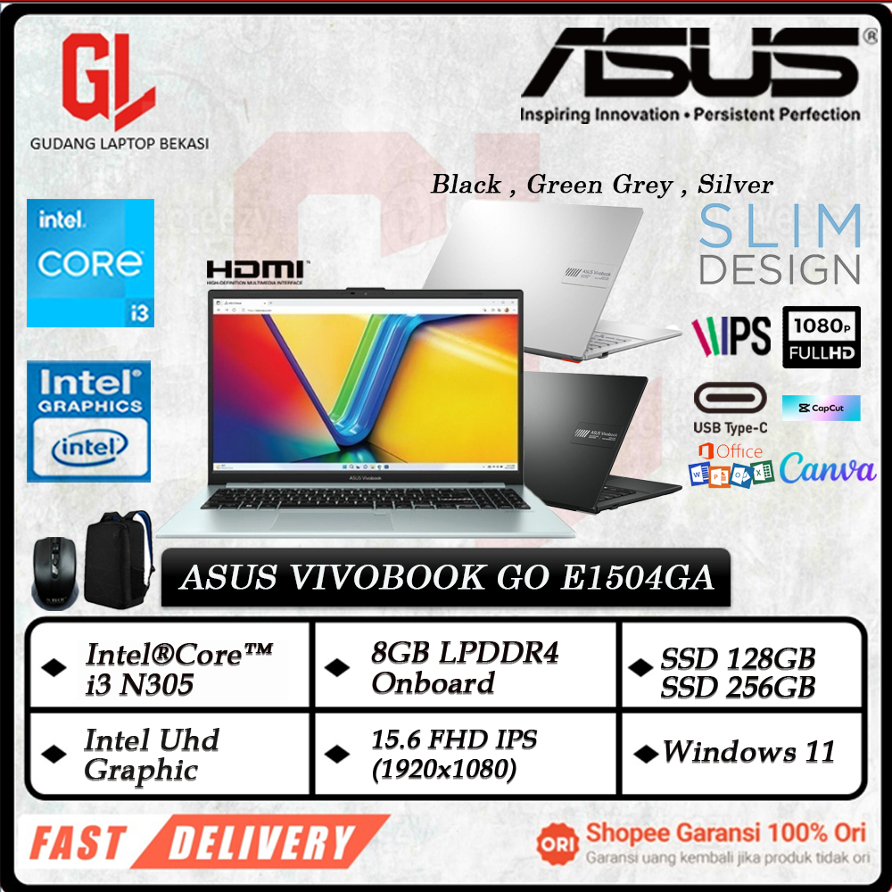 Jual Laptop Asus Vivobook Go 15 E1504GA Intel I3 N305 8GB Ram 256GB Ssd ...