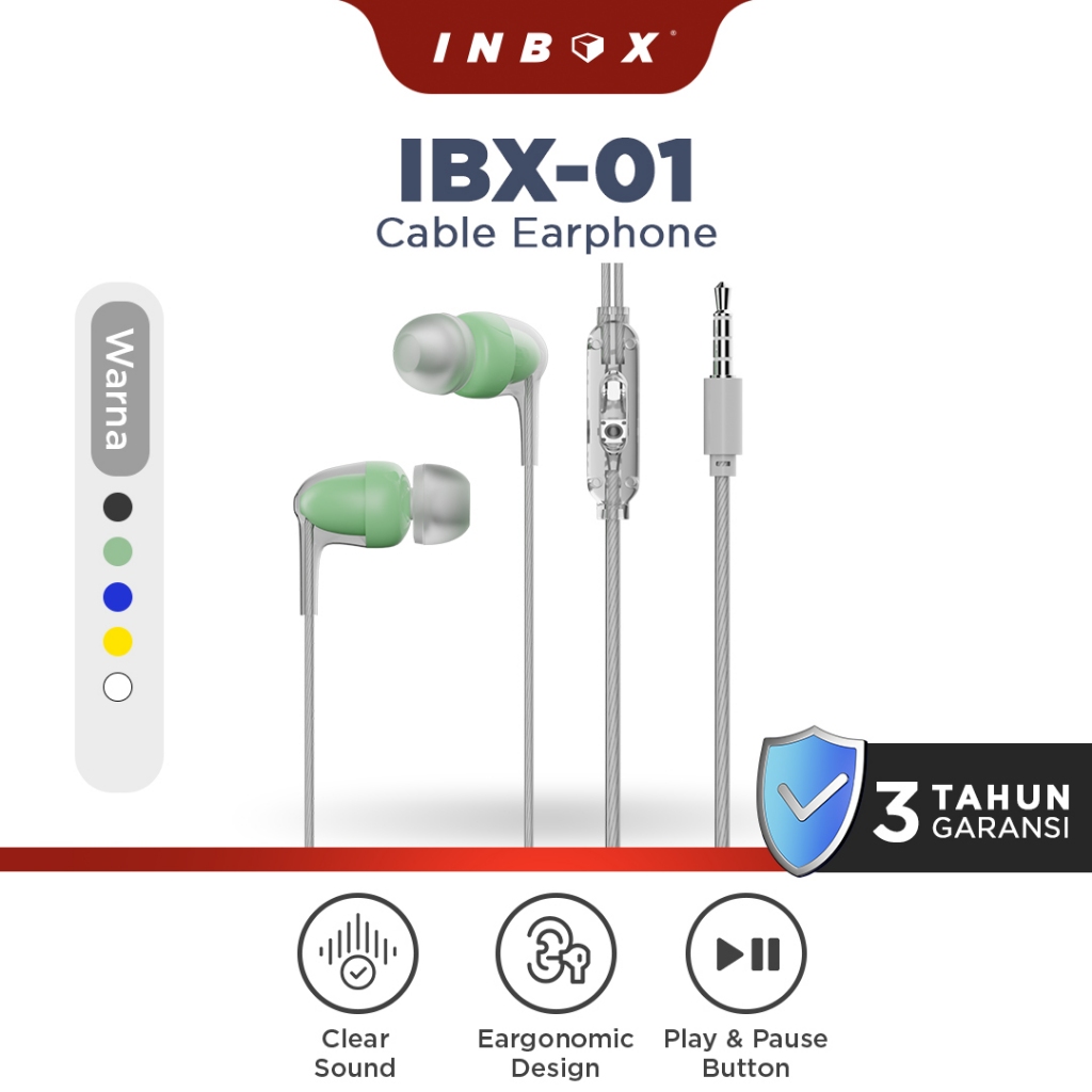Jual Inbox Earphone Kabel IBX-01 Headset dengan Mic Telepon dan Super ...