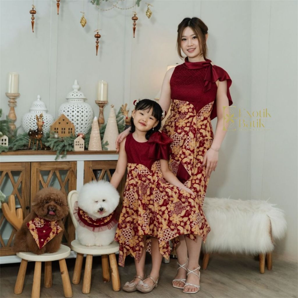 Jual Crystal Red Batik Dress/Batik Couple set/Batik Natal/Batik Pesta ...