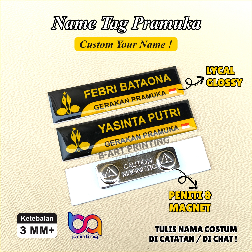 Jual Nametag Arkrilik Pramuka Resin Name Tag Pramuka GOLD SILVER Nama ...