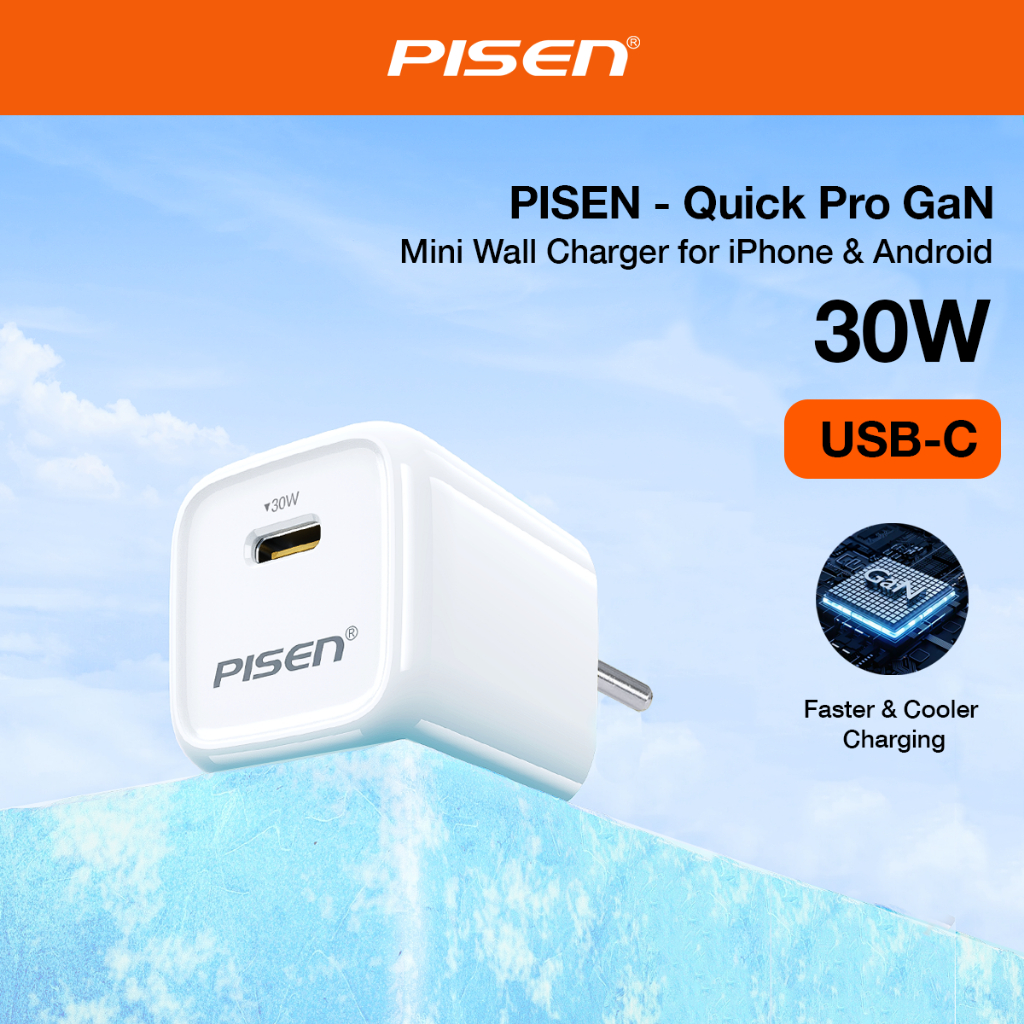 Jual PISEN Quick Pro GaN 30W Mini Wall Charger Type C Adaptor Super ...