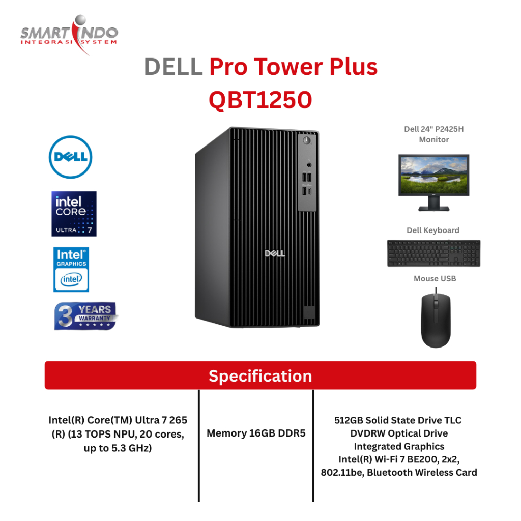 Jual DELL Pro Tower Plus QBT1250 (Ultra 7 265,16GB,512GB SSD, DVDRW ...