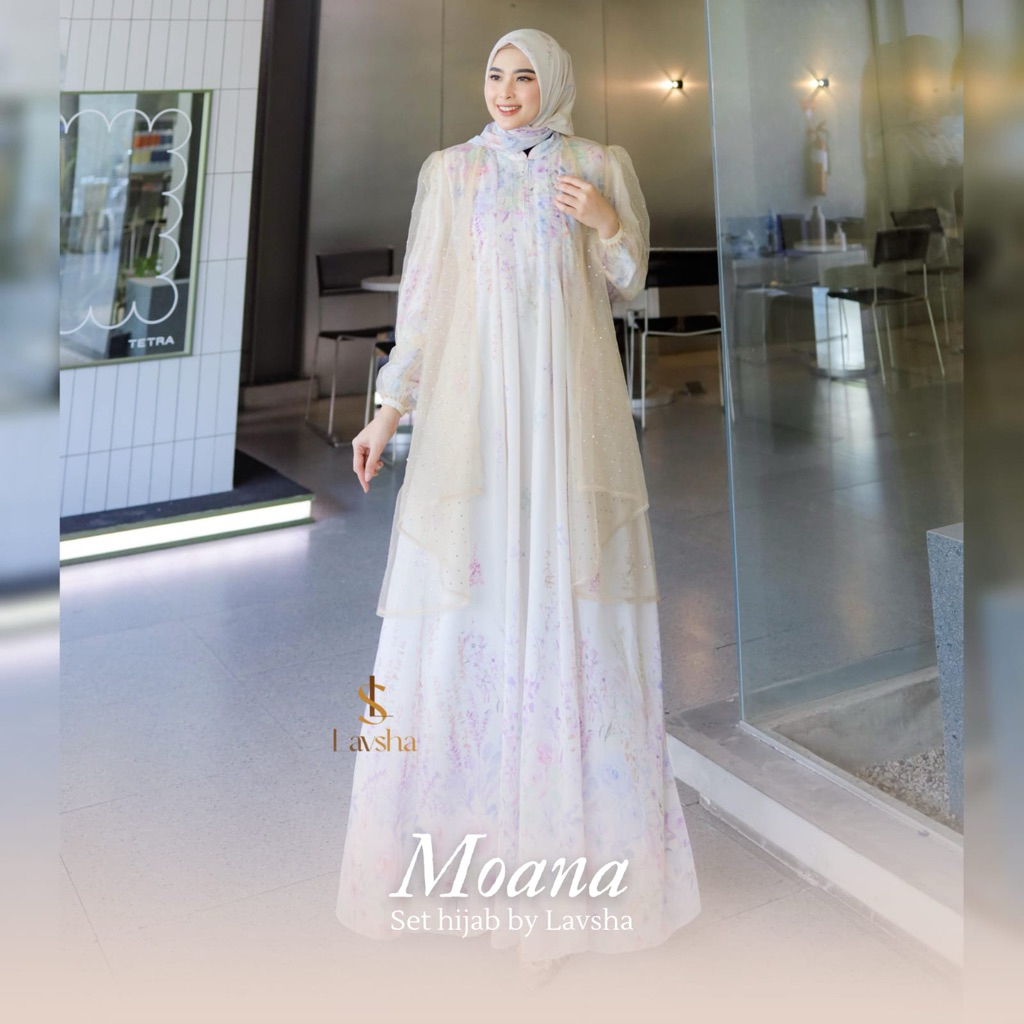 Jual Moana Set hijab JUMBO Ld 120 XXL gamis bahan ceruty babydoll mix ...