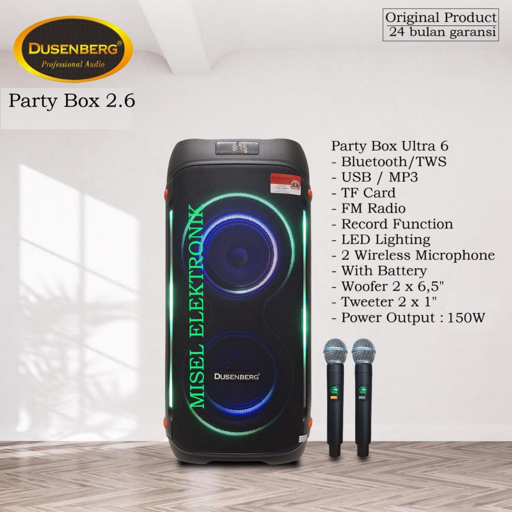 Jual Dusenberg Party Box 2.6 Speaker Portable 6,5 Inch Double Woofer ...
