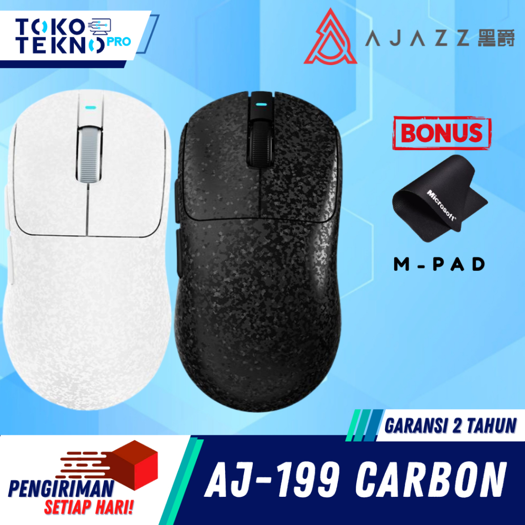 Jual AJAZZ AJ199 / AJ-199 Carbon Fiber Tri-Mode Wireless Gaming Mouse ...
