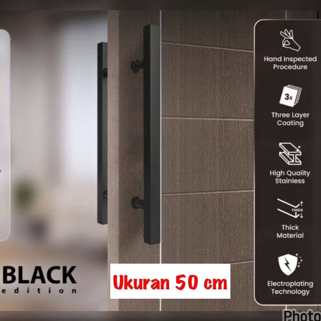 Jual Pull handle pintu black doff50 cm sus 304/ PULL HANDLE PINTU KUPU ...