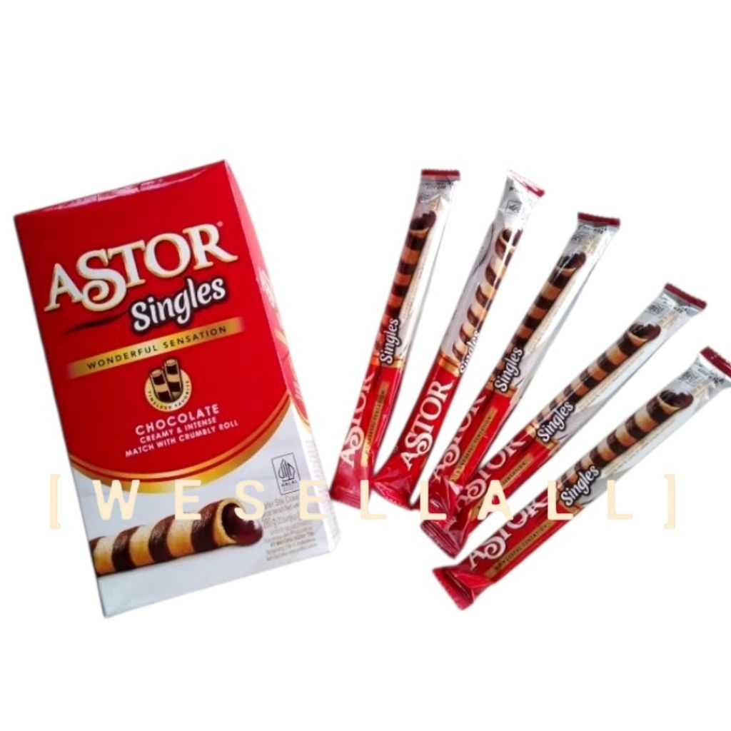 Jual Astor Singles Wafer Stik Cokelat 280 gr PER BOX Isi 20 Pcs @ 14 gr ...