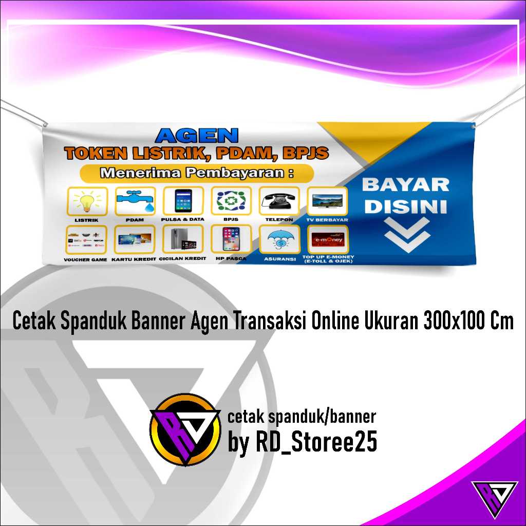 Jual Cetak Spanduk Banner Agen Transaksi Online Ukuran 300x100 Cm ...