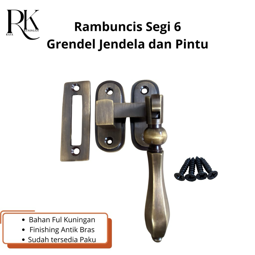 Jual Rambuncis Segi 6 / Grendel Jendela / Grendel Pintu Kuningan ...