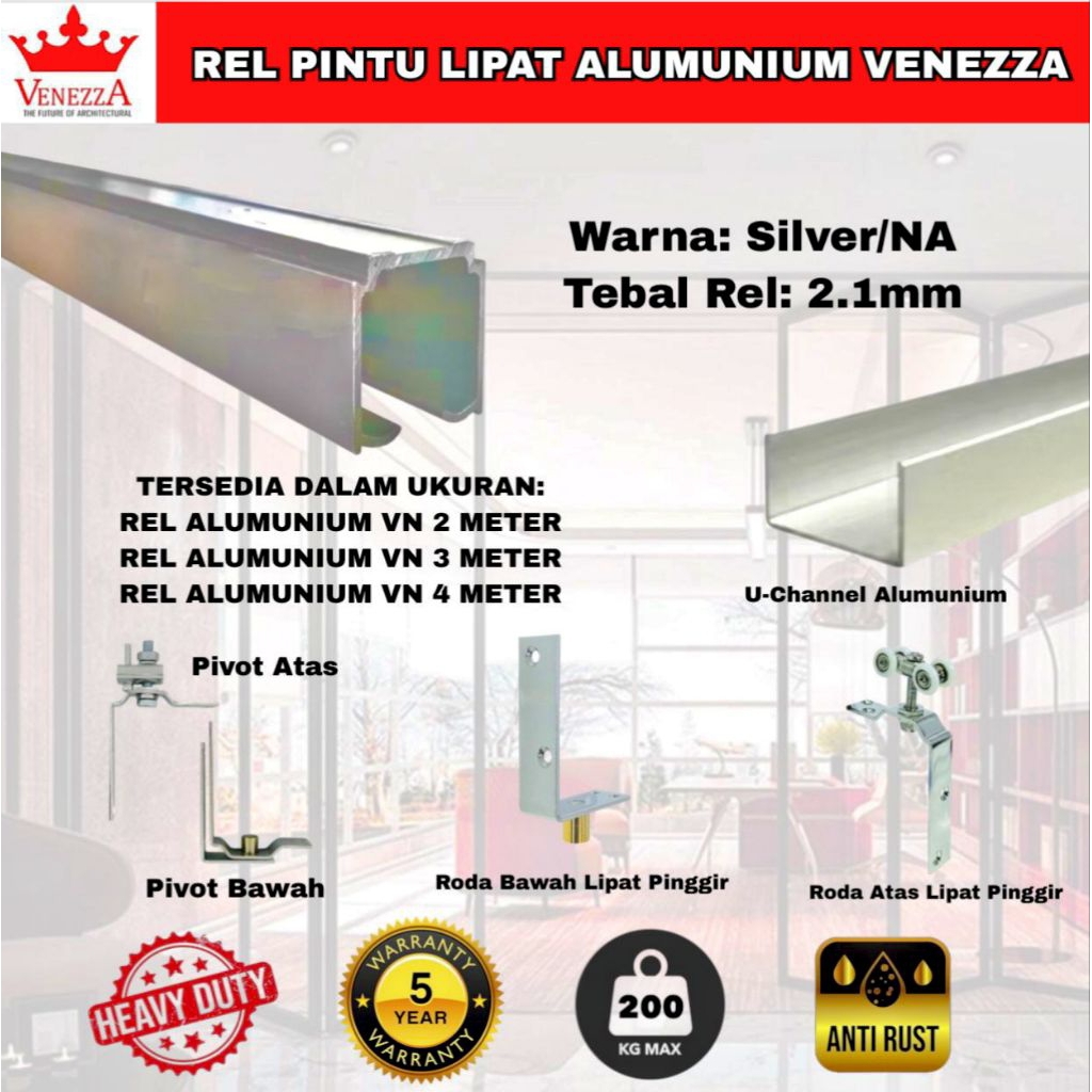 Jual Paket Rel Folding Door/Pintu Lipat Sliding Aluminium Gantung ...