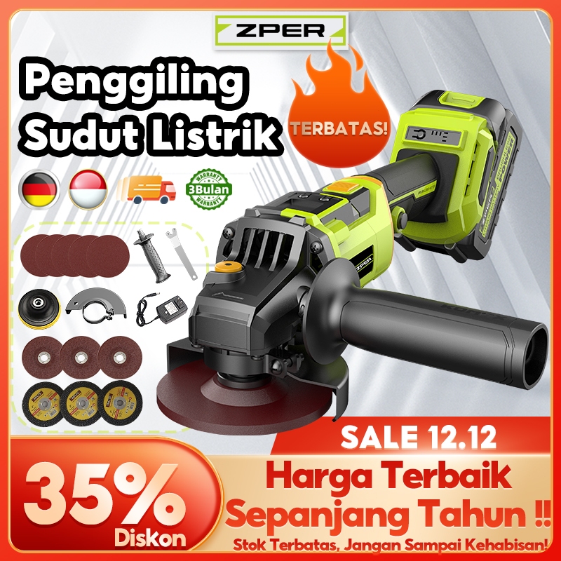 Jual ZPER Penggiling Gerinda Tangan Listrik Tanpa Kabel Grenda Baterai ...