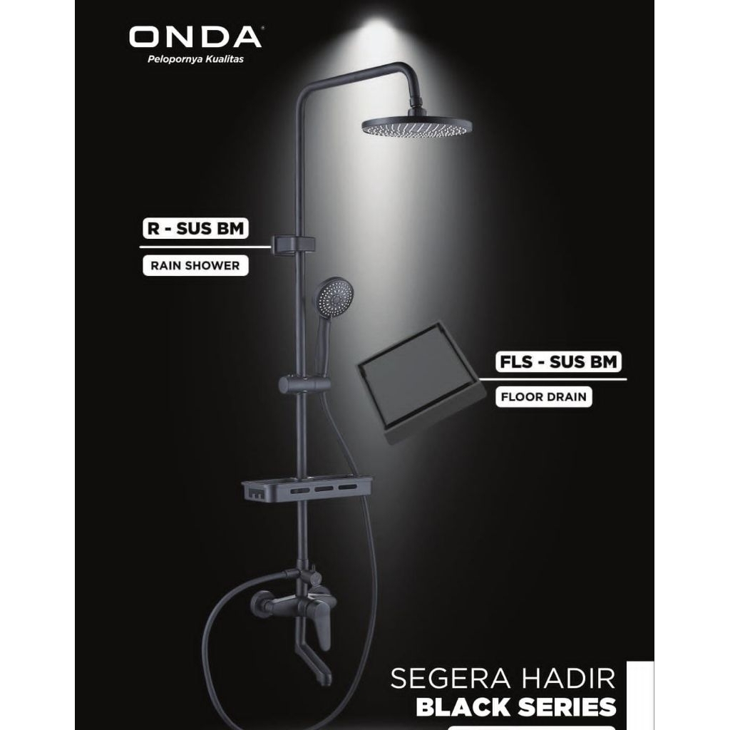 Jual Rain Shower Onda R-SUS BM Black / Shower Column Panas Dingin Hitam ...