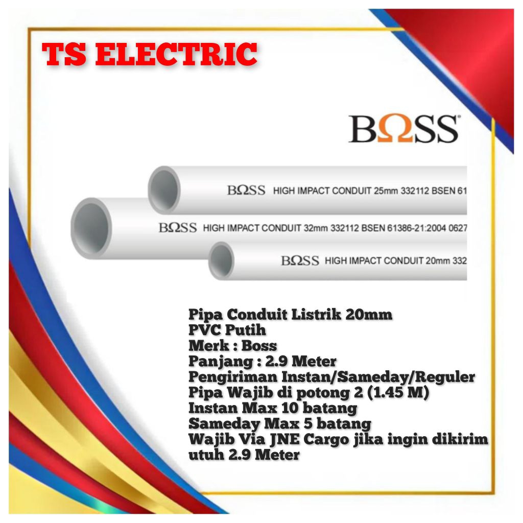 Jual PIPA LISTRIK PIPA CONDUIT BOSS 20MM 25MM 32MM PVC PUTIH / PIPA ...