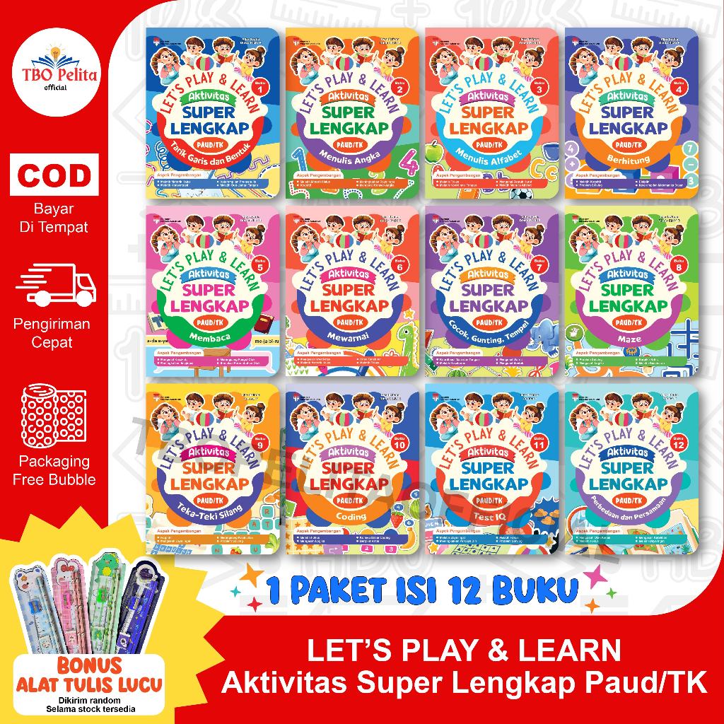 Jual Buku Aktivitas Super Lengkap PAUD/TK (12 BUKU) (Tarik Garis ...