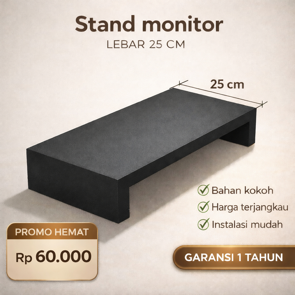 Jual Stand Monitor Kayu Minimalis Lebar 25 cm | Dudukan Monitor Meja PC ...