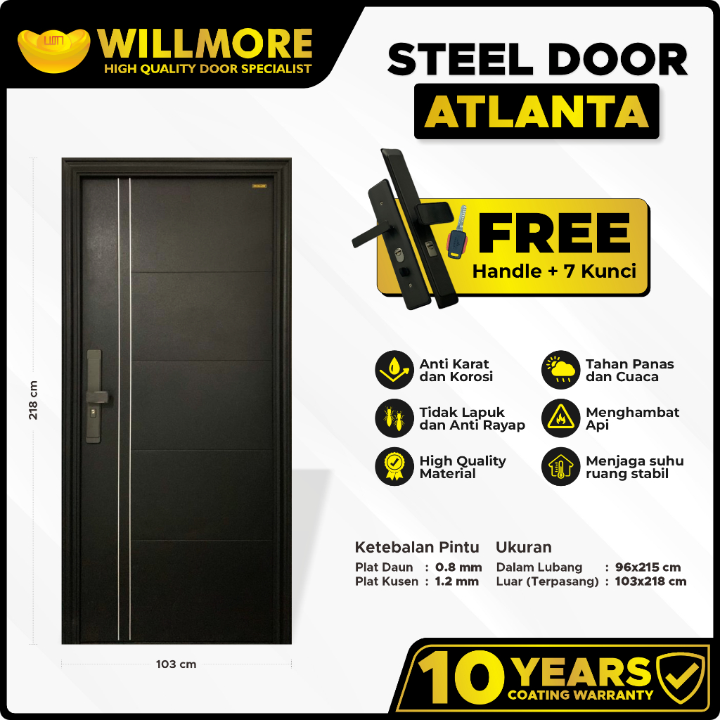Jual PINTU BAJA PREMIUM - WILLMORE ATLANTA UKURAN 96X215 CM | Shopee ...