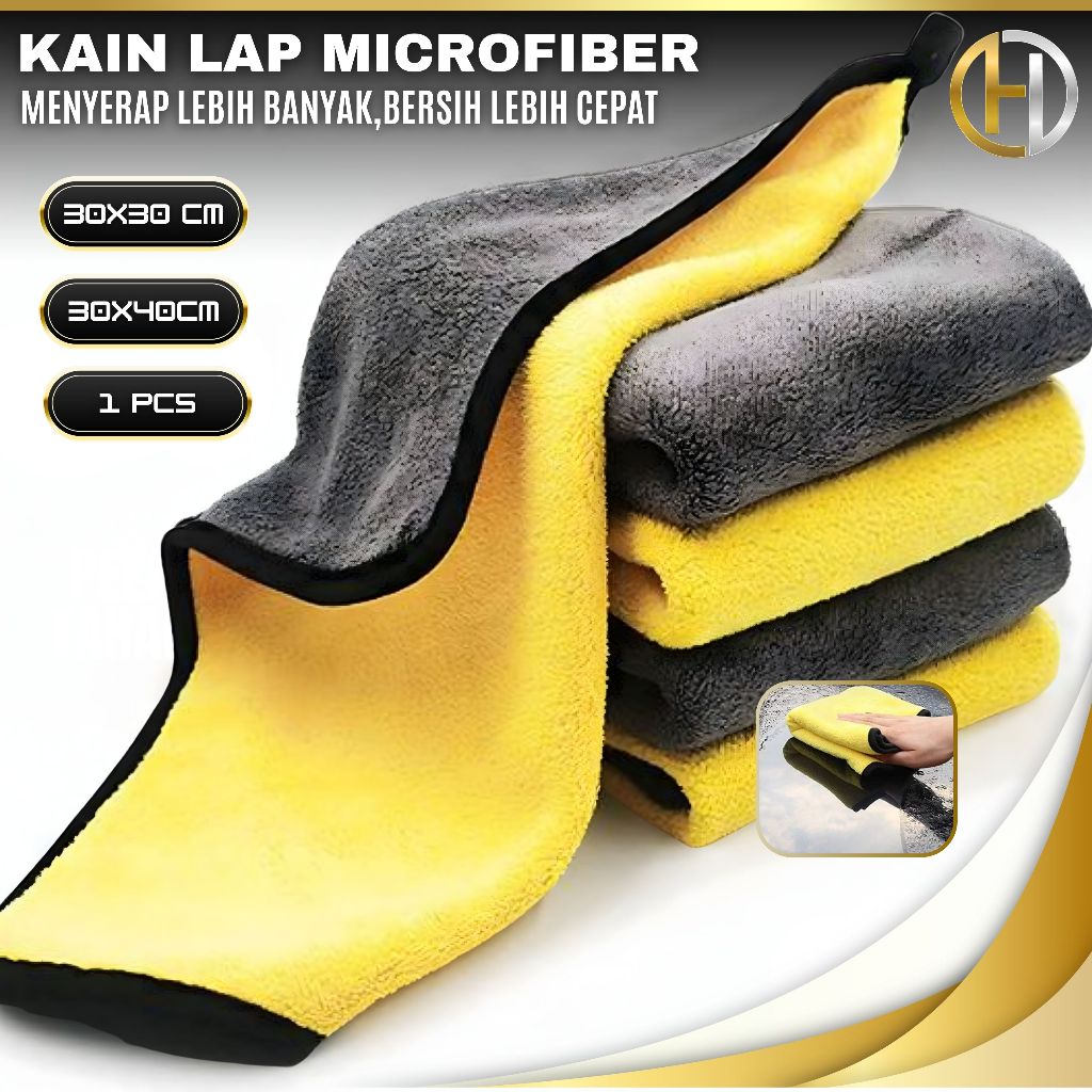 Jual ONEL Kain Lap Microfiber 2 in1 30x30 30x40 Lap Motor Mobil Kaca ...