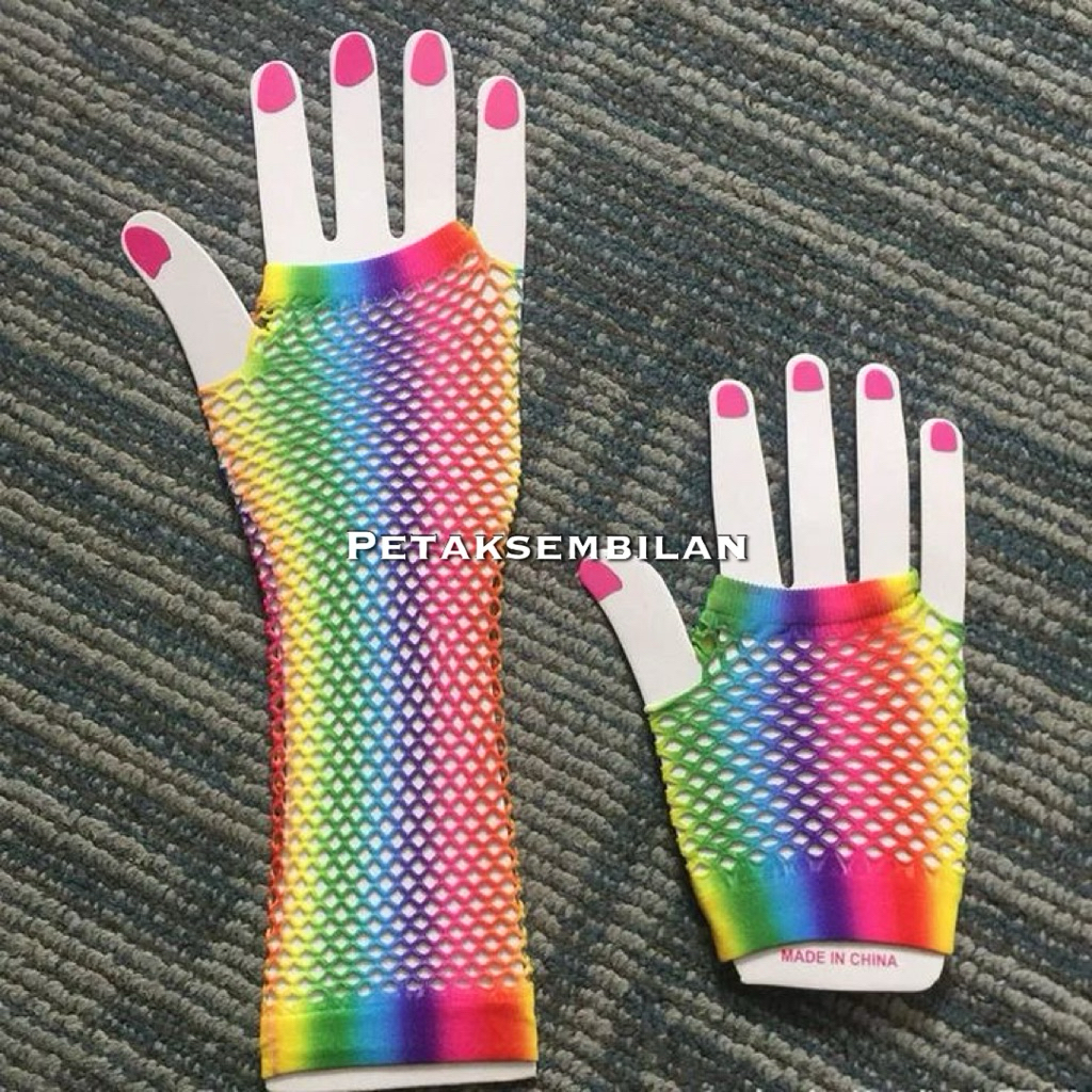 Jual Sarung Tangan Jaring Jala Baru Half Finger Buntung Warna Rainbow ...