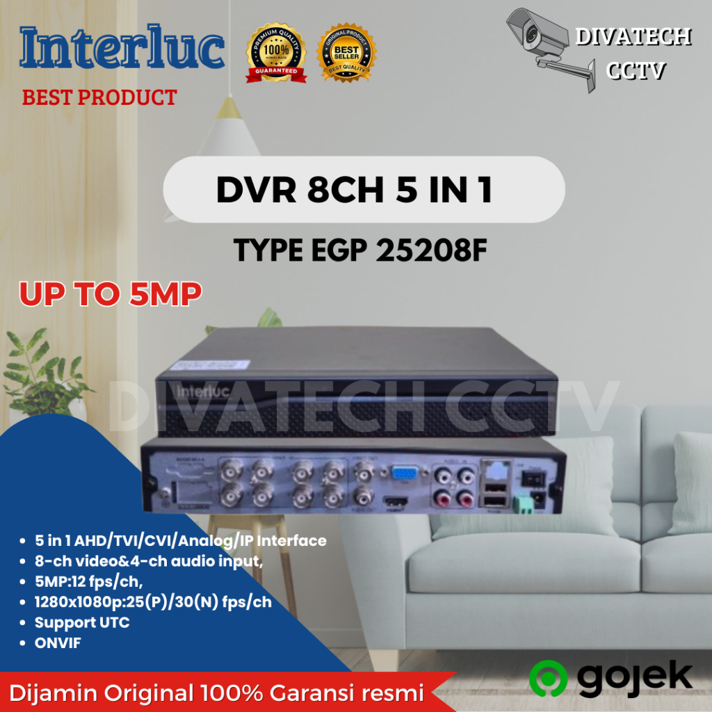 Jual DVR 8 CHANEL XVR NEO INTERLUC UP TO 5MP SUPPORT TVI.CVI.AHD.CVBS ...