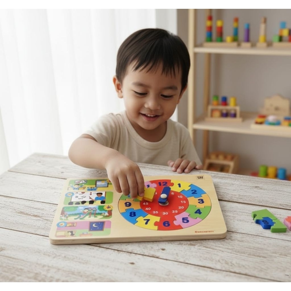 Jual Omocha Toys - Mainan Edukasi PUZZLE JAM KAYU - Belajar Membaca ...