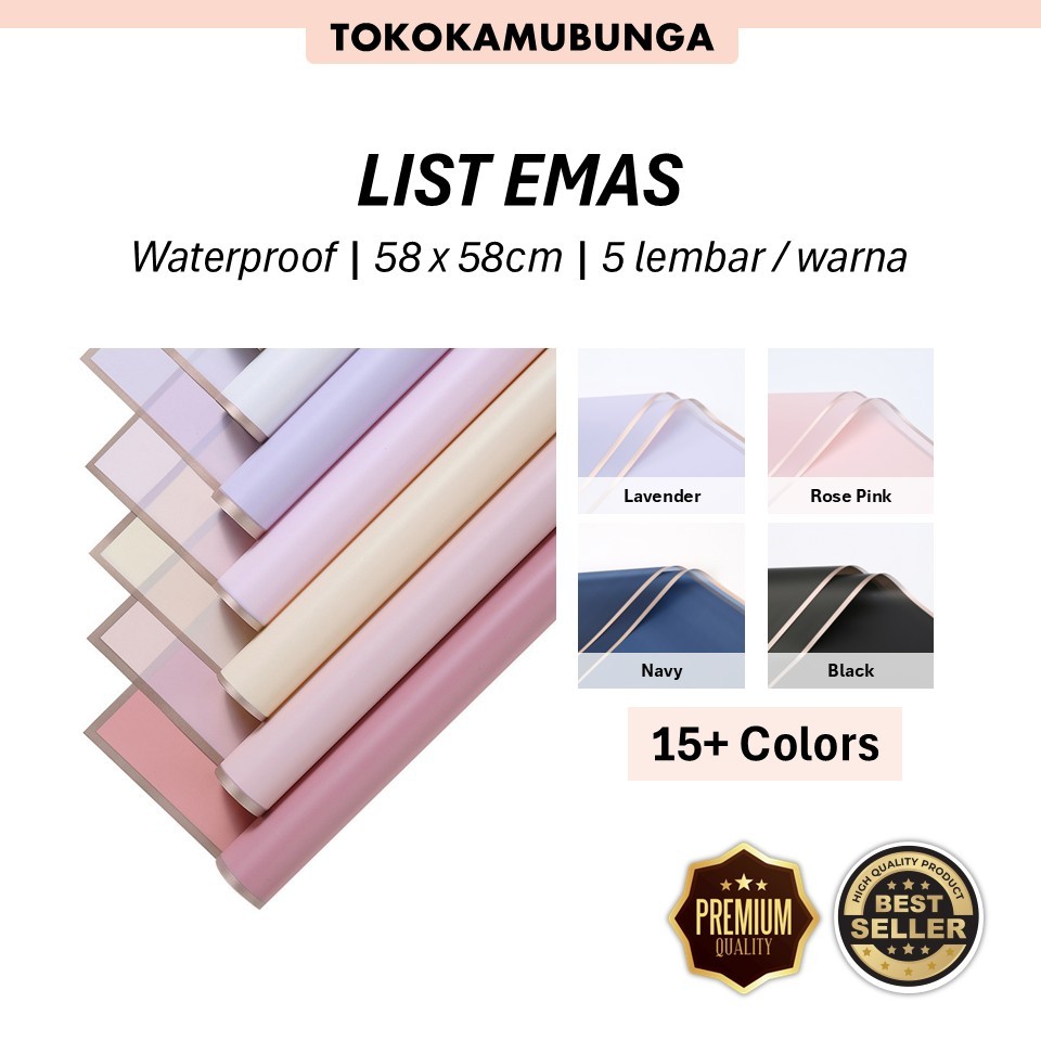 Jual [5 Lembar] Flower Wrapping Paper List Gold | Kertas Buket Bunga ...
