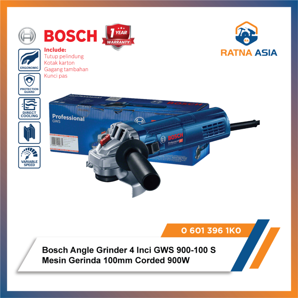 Jual Bosch GWS 900-100 S Angle Grinder 100mm Gerinda Tangan 4 Inci 900W ...