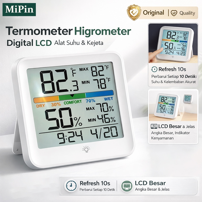 Jual Termometer Higrometer Digital LCD, Pemantau Suhu & Kelembaban Real ...