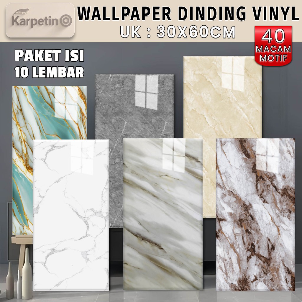 Jual Wallpaper Dinding Premium Ukuran 30x60 Cm (10 PCS) Bahan PVC Vinyl ...