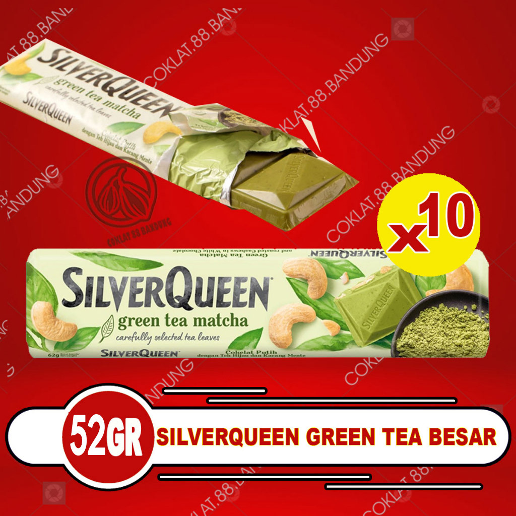 Jual SilverQueen Green Tea 55gr / 52gr – 1 Box Isi 10 Pcs, Coklat ...