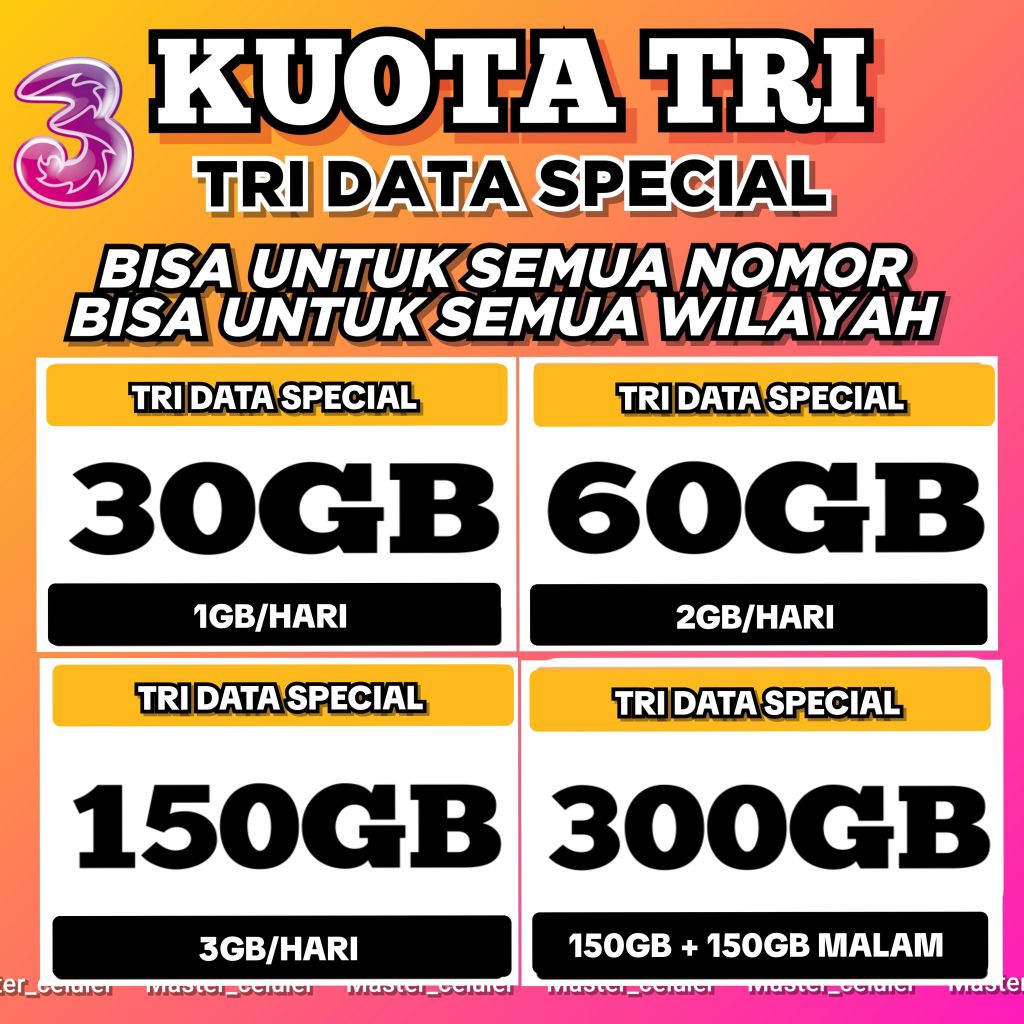 Jual PAKET DATA MURAH THREE (3) KUOTA SPECIAL | Shopee Indonesia