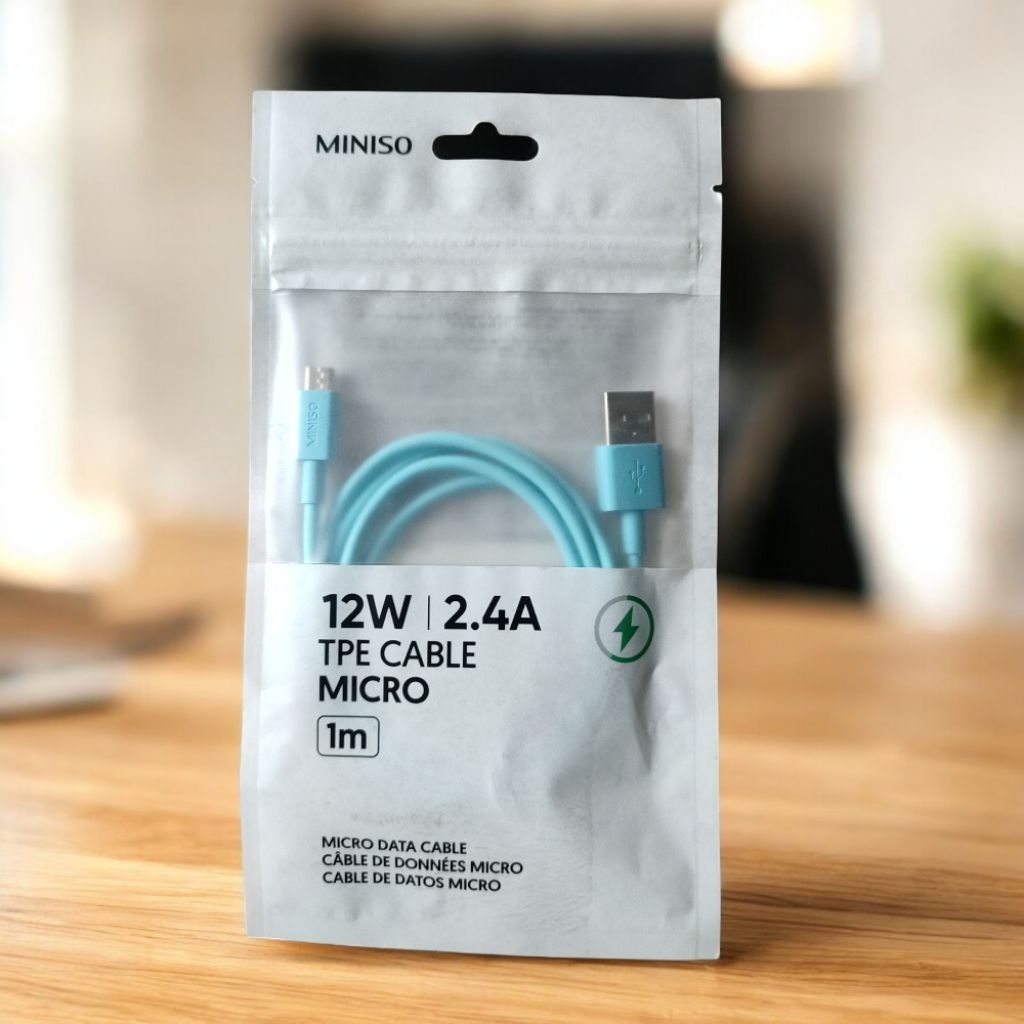Jual MINISO KABEL CHARGER MICRO USB 1M KABEL DATA CHARGING CABLE ...