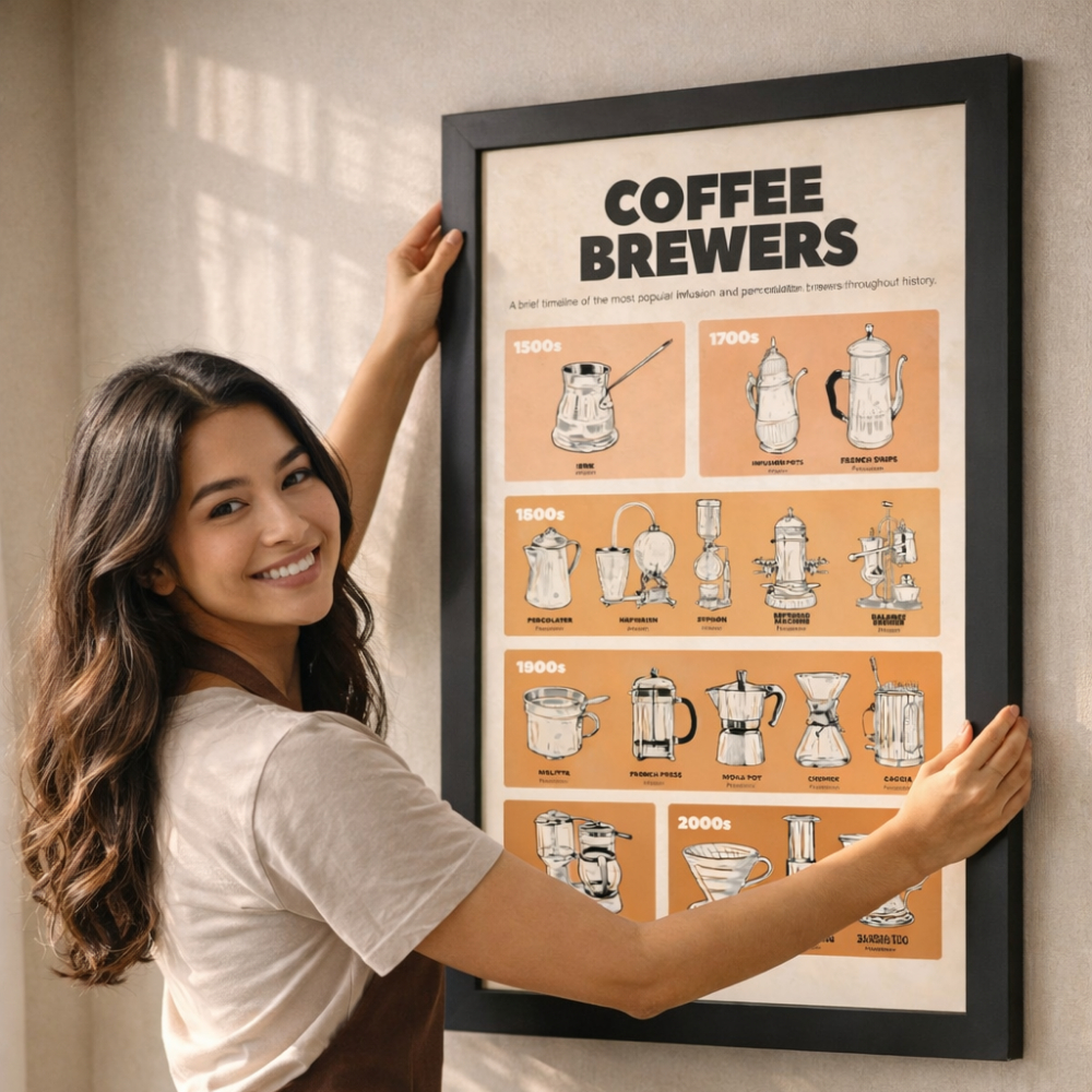 Jual Poster Coffee Brewing Poster A2 + Frame – Brewing Methods and ...