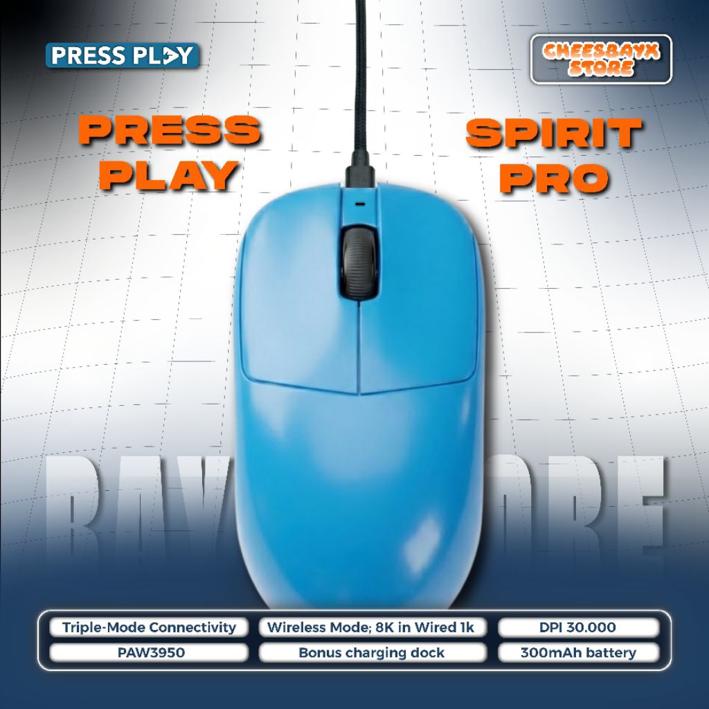 Jual Press Play Spirit Pro 8K PAW 3950 wireless gaming mouse + charging ...