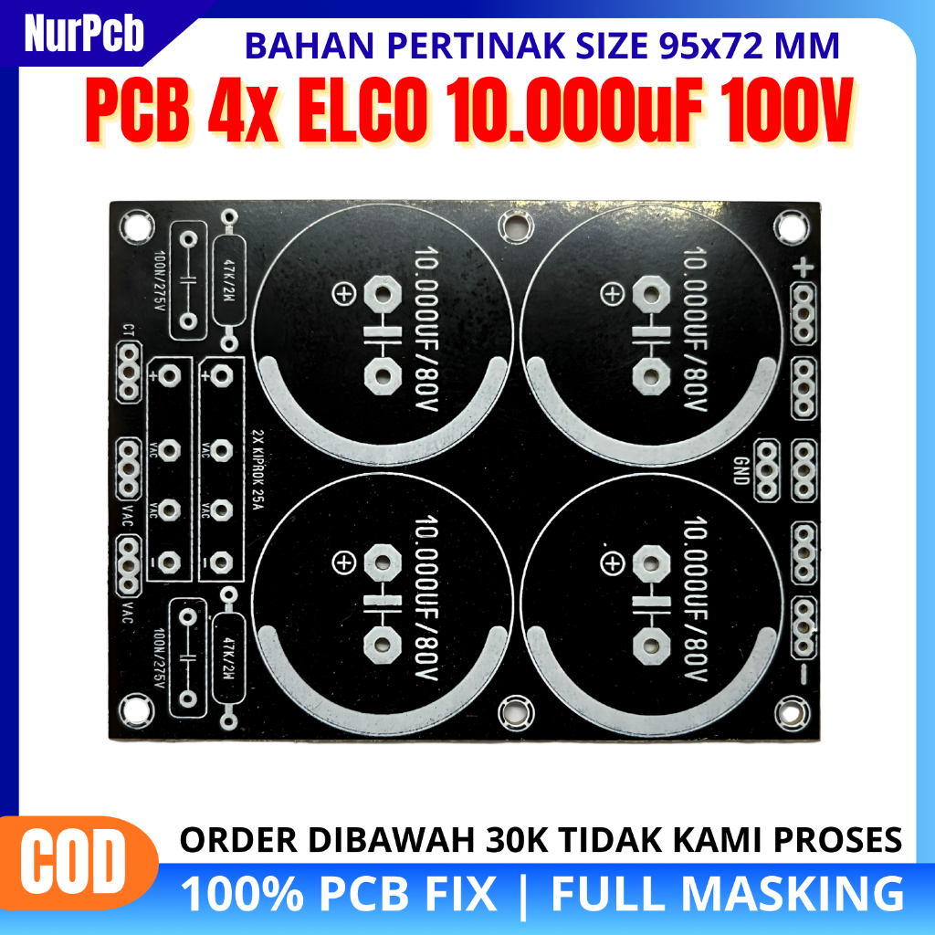 Jual NUR PCB - PCB PSU 4 Elco Kapasitor Bank 10.000uF 80-100V ...