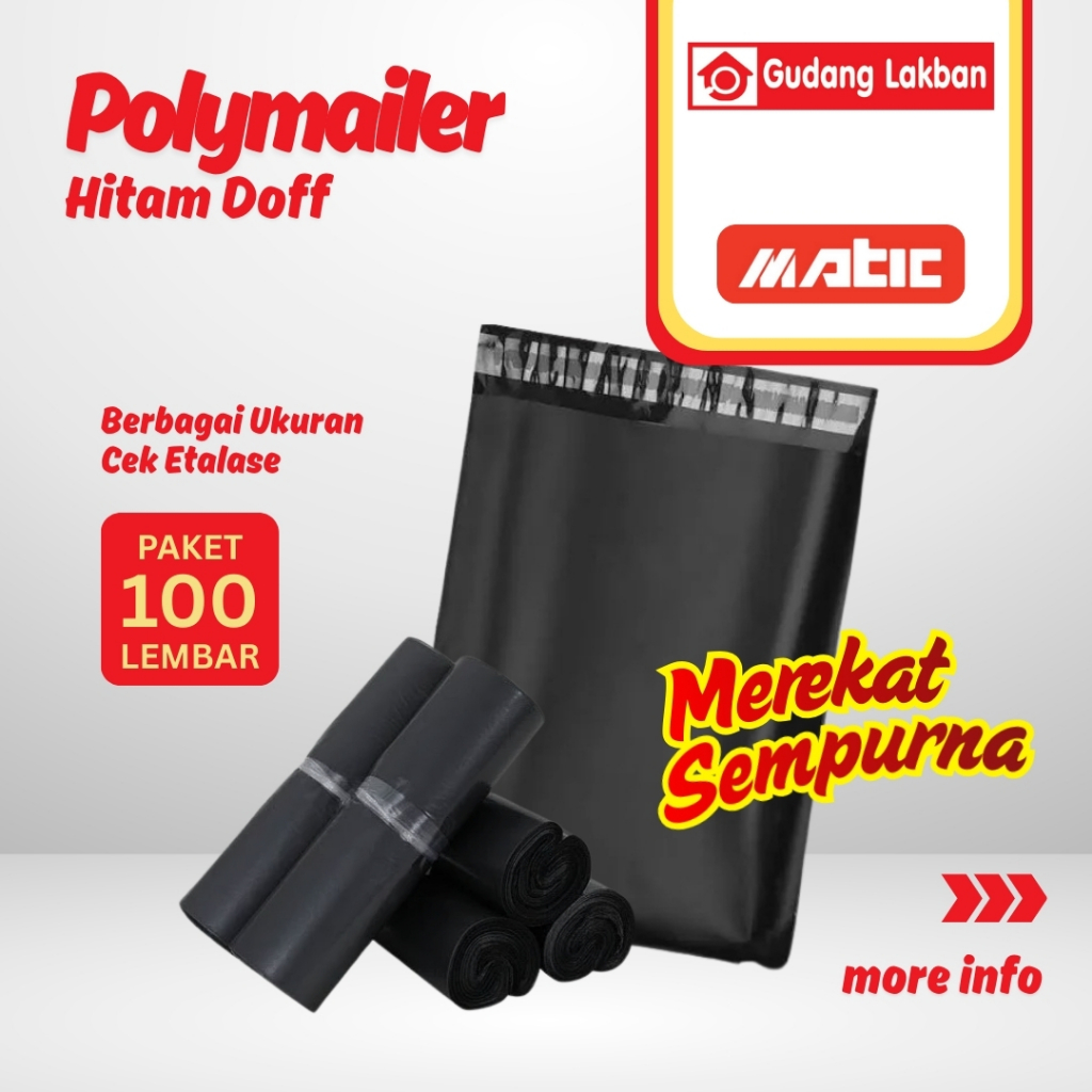 Jual Matic Polymailer Hitam Doff Berbagai Ukuran | Kantong Plastik ...