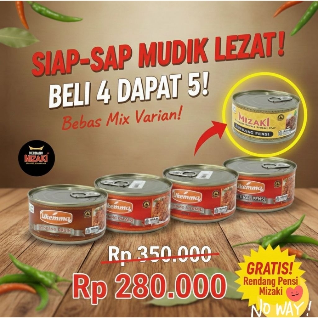 Jual Rendang Daging Sapi Kaleng Dendeng Balado Kaleng Mizaki 250 gr ...