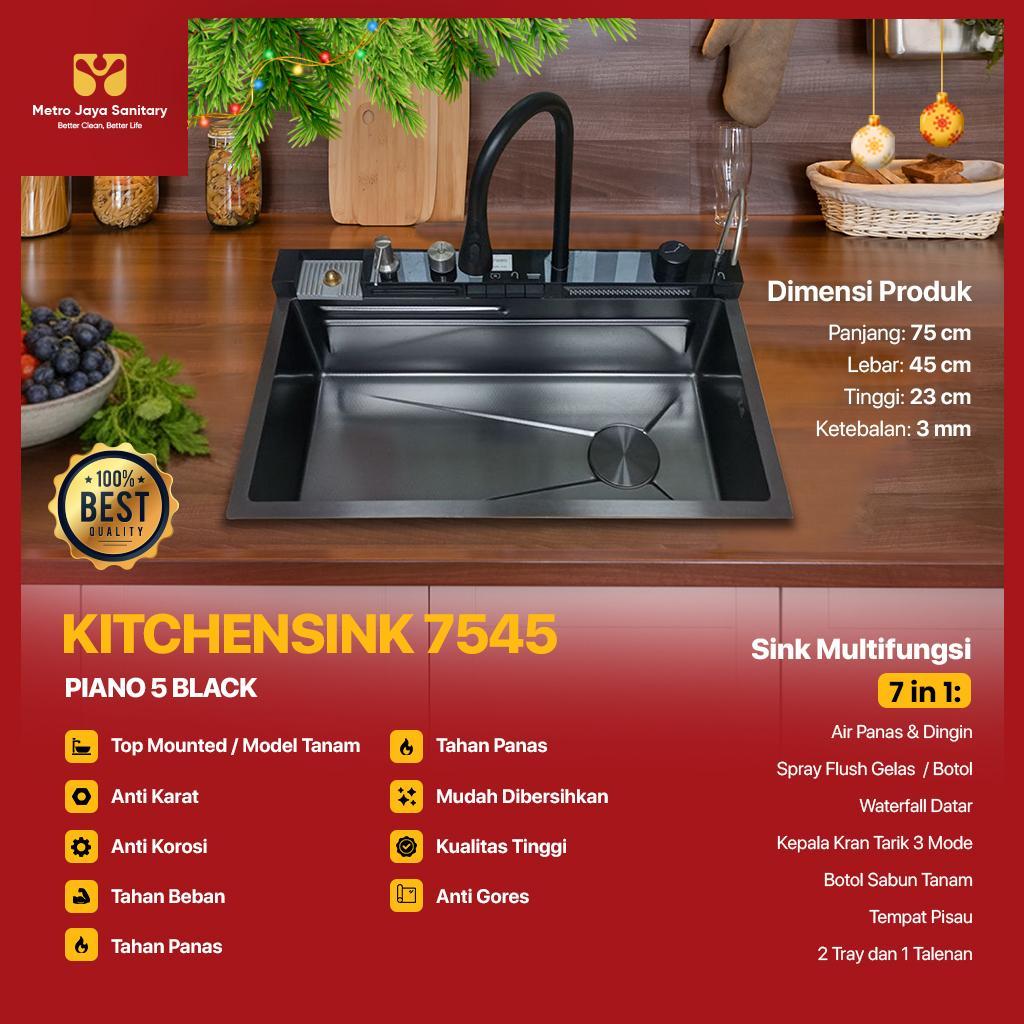 Jual KITCHEN SINK 7545 PIANO 5 HITAM STAINLESS STEEL | Shopee Indonesia