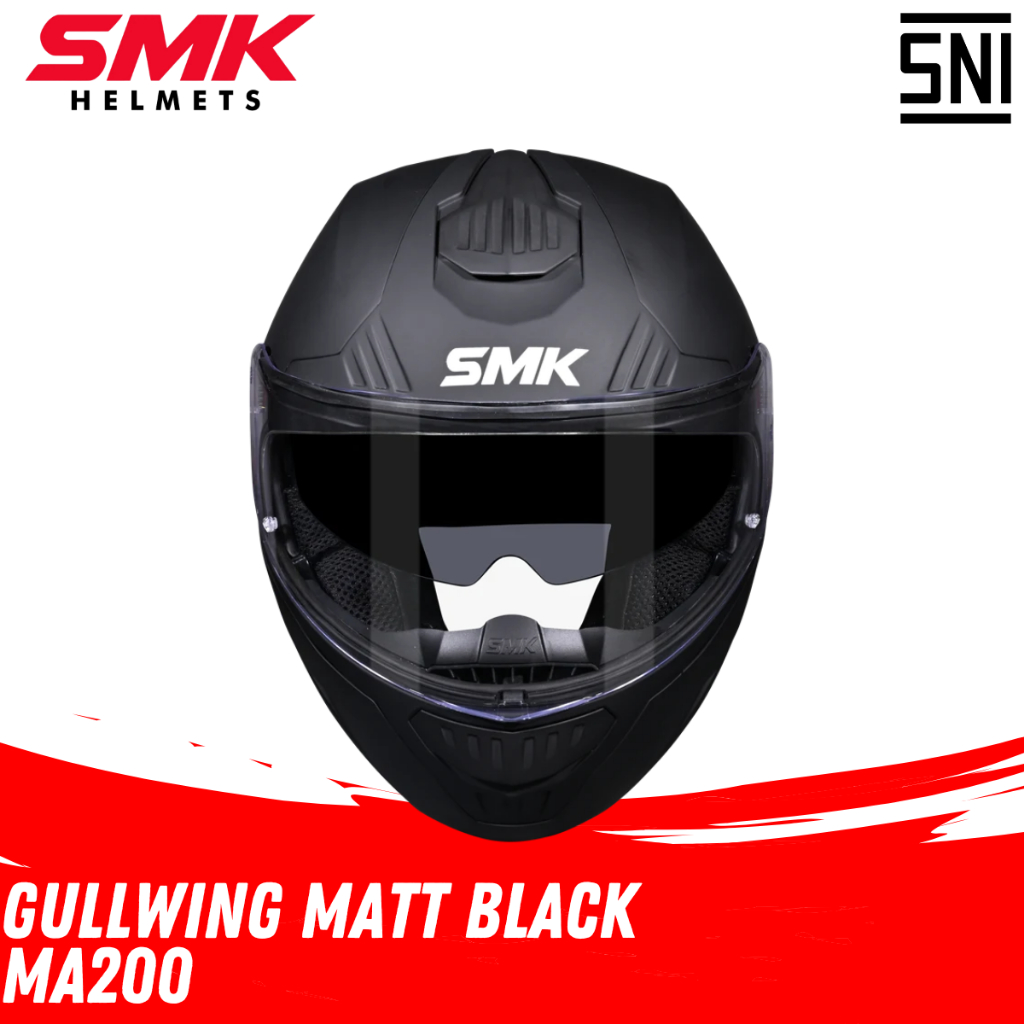 Jual Helm SMK Gullwing Matt Black MA200 Modular Flip Up Double Visor ...