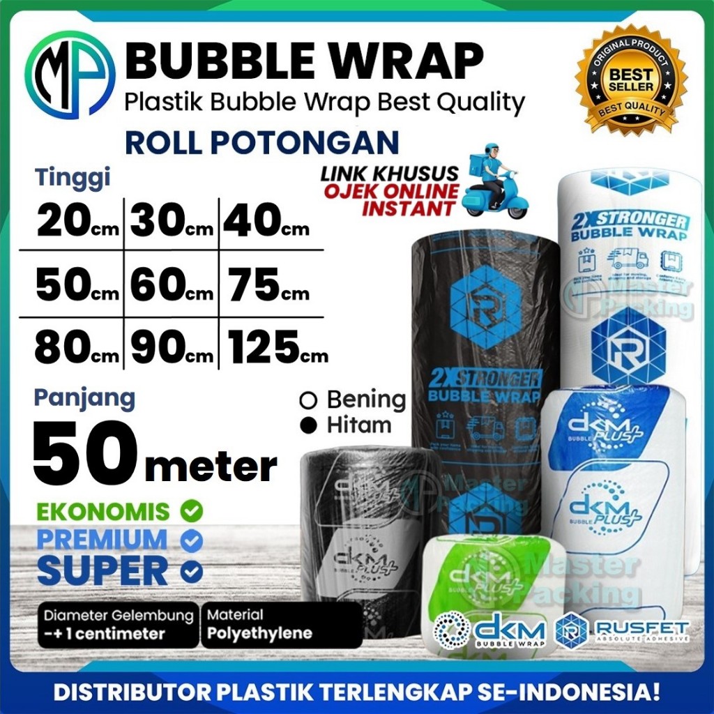 Jual Plastik Bubble Wrap DKM Potongan 30cm 40cm 60cm 80cm x Panjang ...
