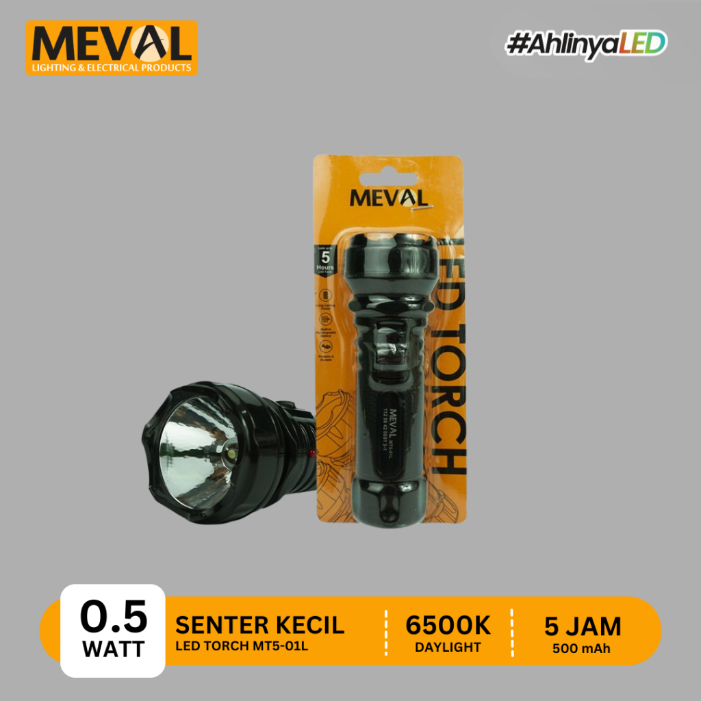 Jual MEVAL Senter Flashlight 0.5W LED Torch Lead Acid 500mAh MT5-01L ...