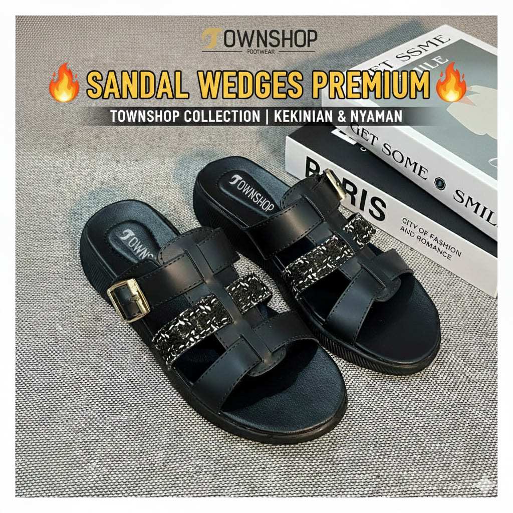 Jual TOWNSHOP ~ ARABELLA Sandal Slop Wanita Platform Sendal Rajut ...