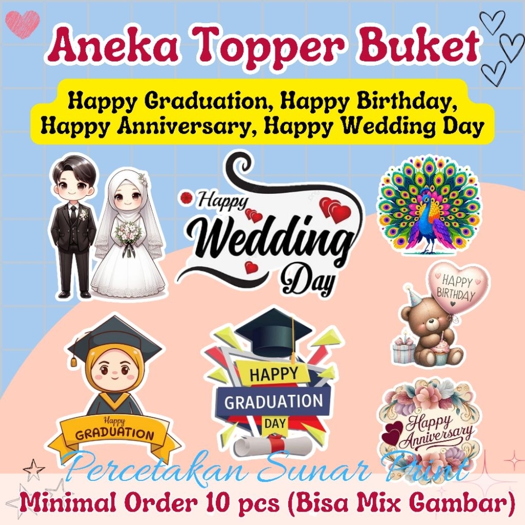 Jual Topper Buket Happy Birthday / Topper Anniversary / Topper ...