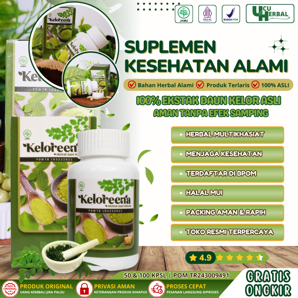 Jual Keloreena Kapsul 100% Original Ektrak Daun Kelor Asli | 50 & 100 ...
