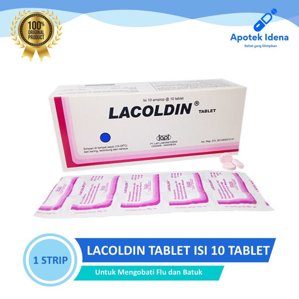 Jual LACOLDIN TABLET 1 Strip isi 10 Tablet - Obat Flu Batuk Pilek Demam ...