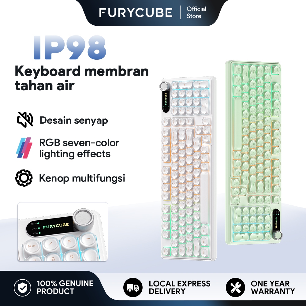 Jual FURYCUBE IP98 Membrane Keyboard Liquid Foundation Keycaps ...
