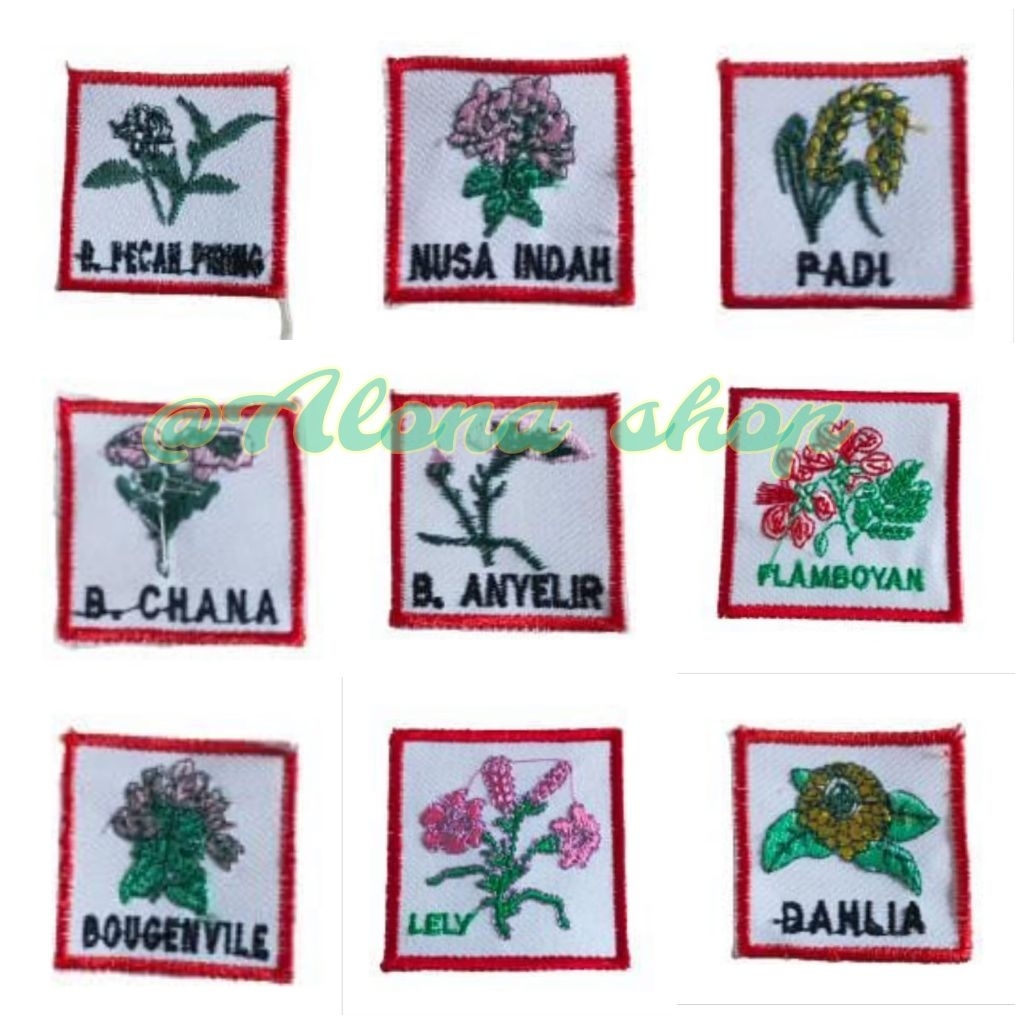 Jual BET / BADGE REGU PRAMUKA BORDIR SUPER Nama Nama BUNGA ( Harga 1 ...